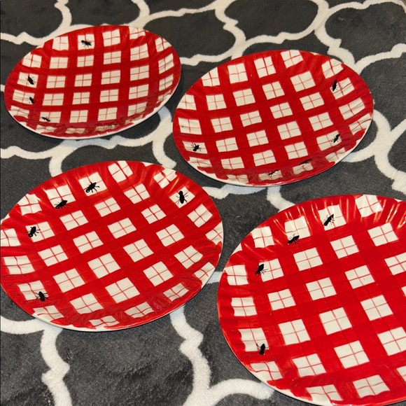 Pier 1 | Dining | Pier Imports Red And White Plaid Salad Plates Set ...